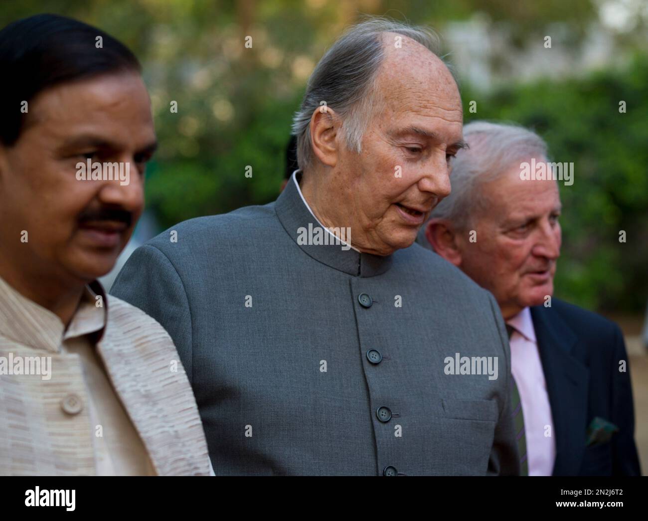 Indian tourism minister, Mahesh Sharma, left, Aga Khan, center and Luis Monreal, General manager ...